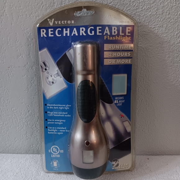 rechargeable | Accessories | Vector Rechargeable Flashlight Silver And ...